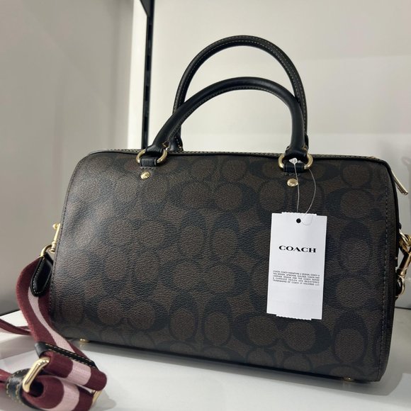 Coach | Bags | Coach Ce592 Rowan Satchel Crossbody Signature Canvas With Ski Patches Nwt | Poshmark